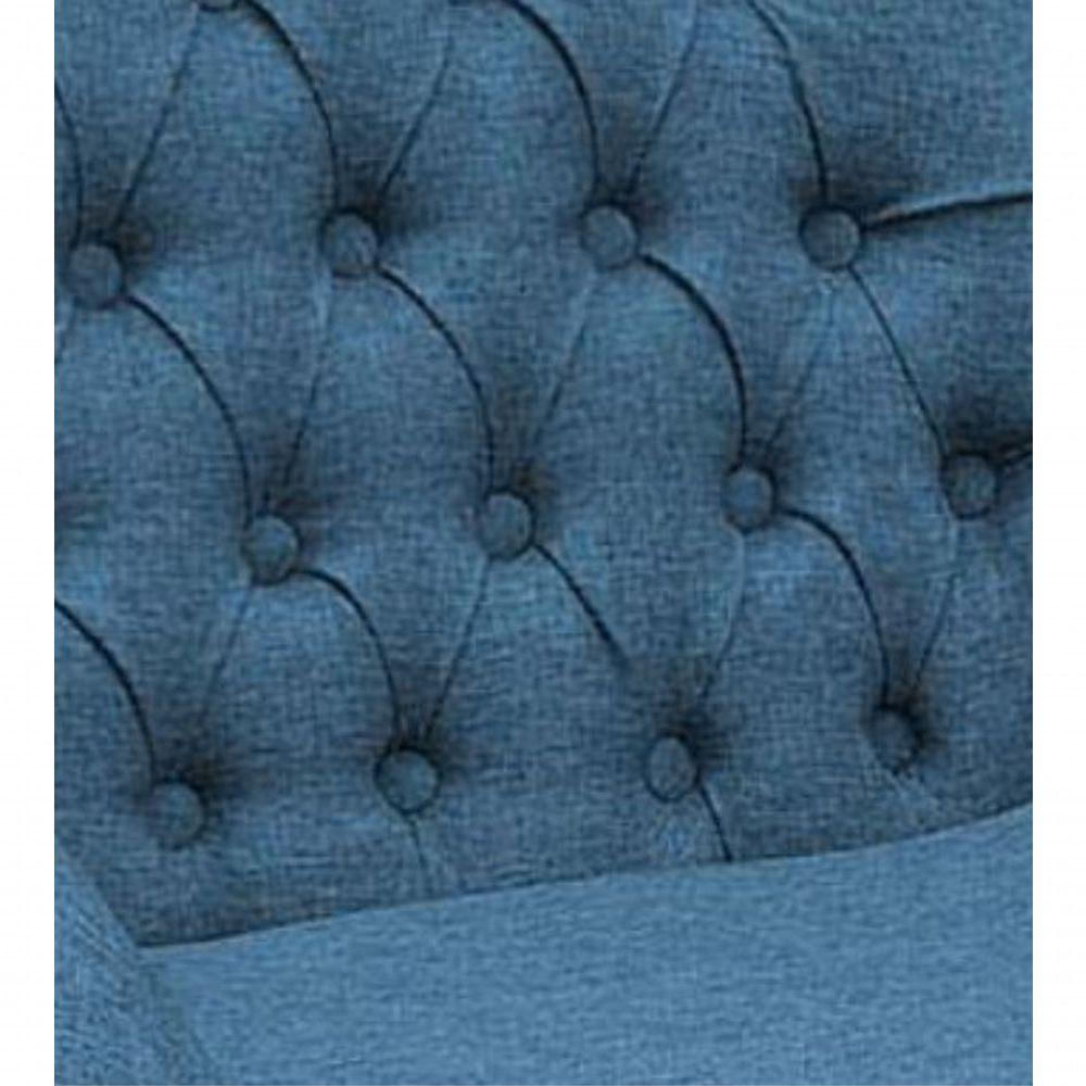 Poltrona Pandora - Base Em Madeira Giratória Cor Linho Azul em Promoção ...