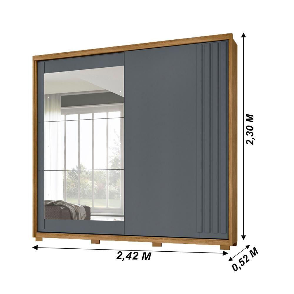 Kit Guarda Roupa Casal E Cômoda Dhara - Freijó / Cinza Freijó / Cinza ...