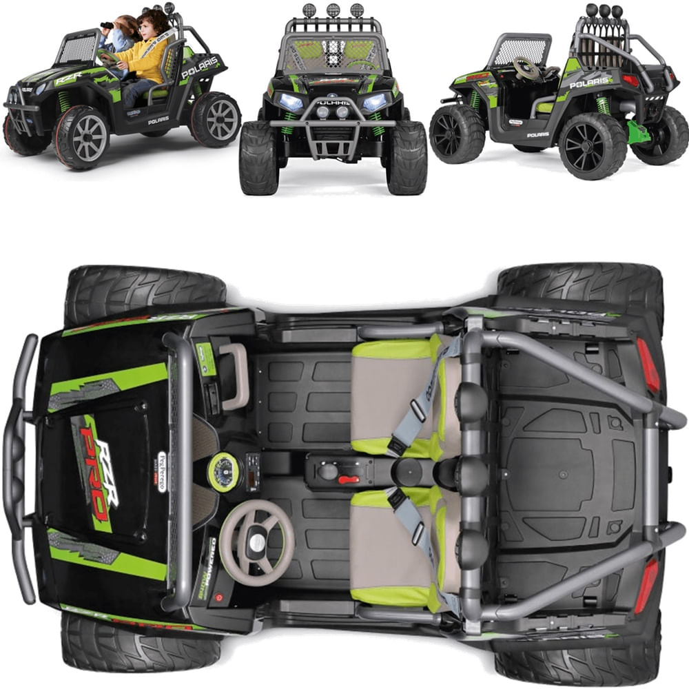 Carrinho Elétrico Polaris rzr Pro 24V Peg Perego 2 Lugares Green Shadow ...