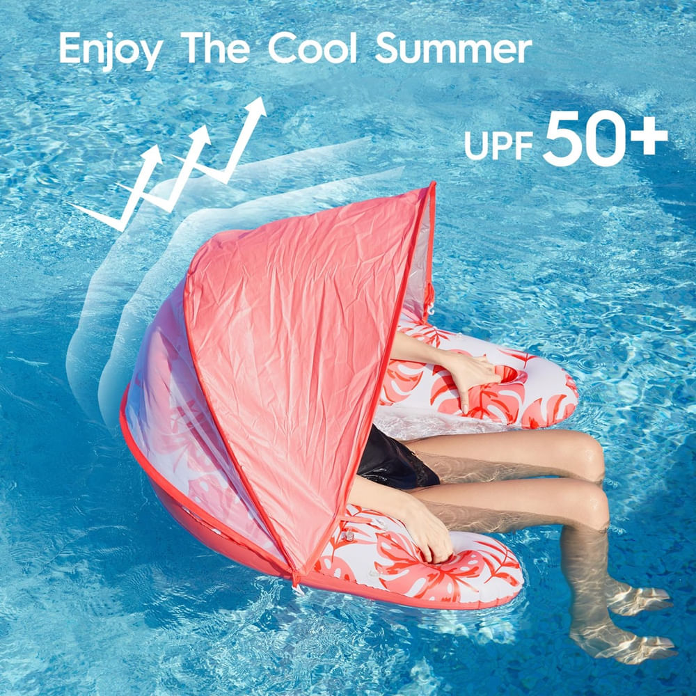 Cadeira flutuante de piscina calobana Pink xl com dossel para adultos ...