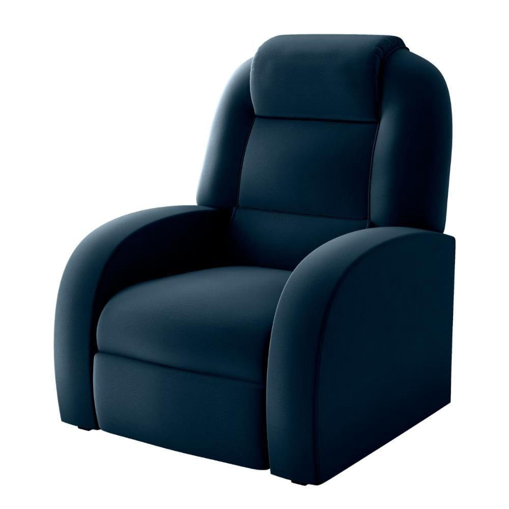 Poltrona Para Sala Reclinável Larry Veludo Azul em Promoção | Ofertas ...