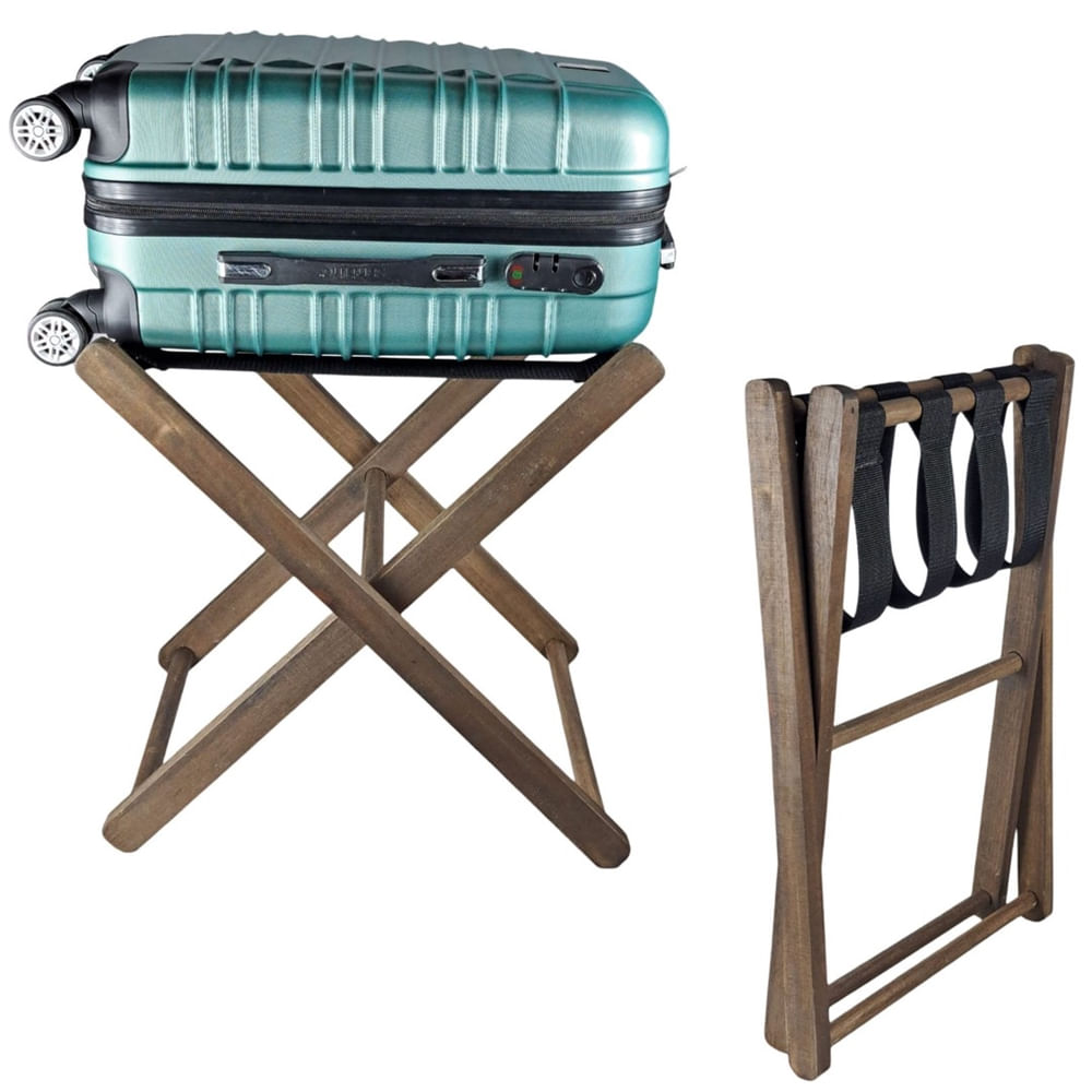 Kit 3 Suportes De Malas Madeira Para Hotel Pousada Maleiro Bagagens Cor ...