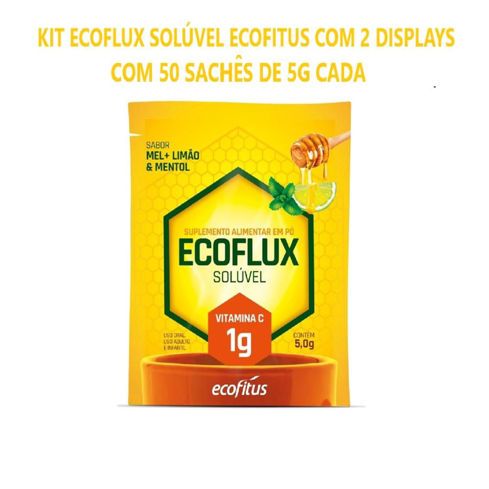 Kit Ecoflux Solúvel Com 2 Displays Com 50 Sachês De 5g Cada em Promoção ...