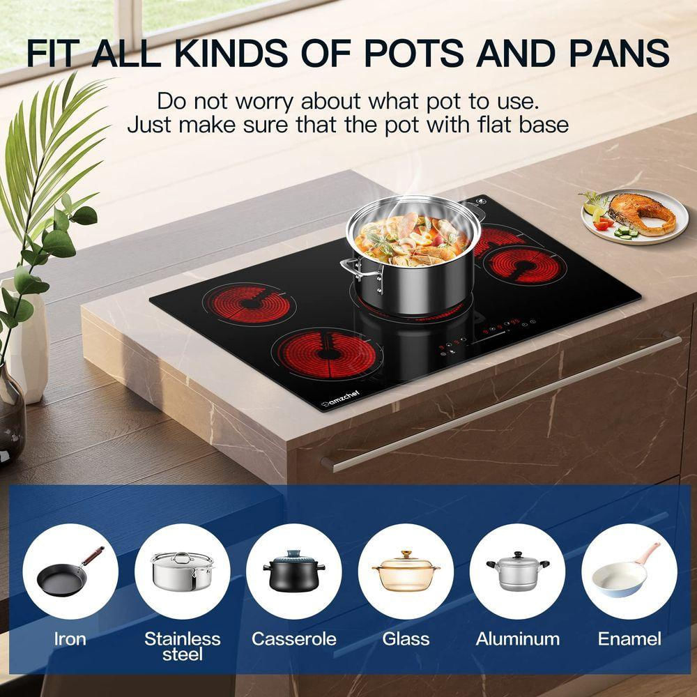 Cooktop Elétrico Amzchef 30 Com 4 Bocas E Controle Touch preto em ...