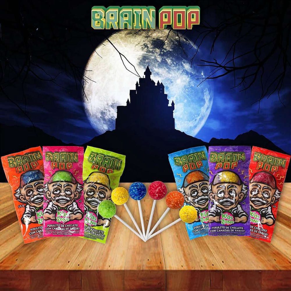 12 Pirulito Com Recheio De Chiclete Kids Brain Pop em Promoção ...