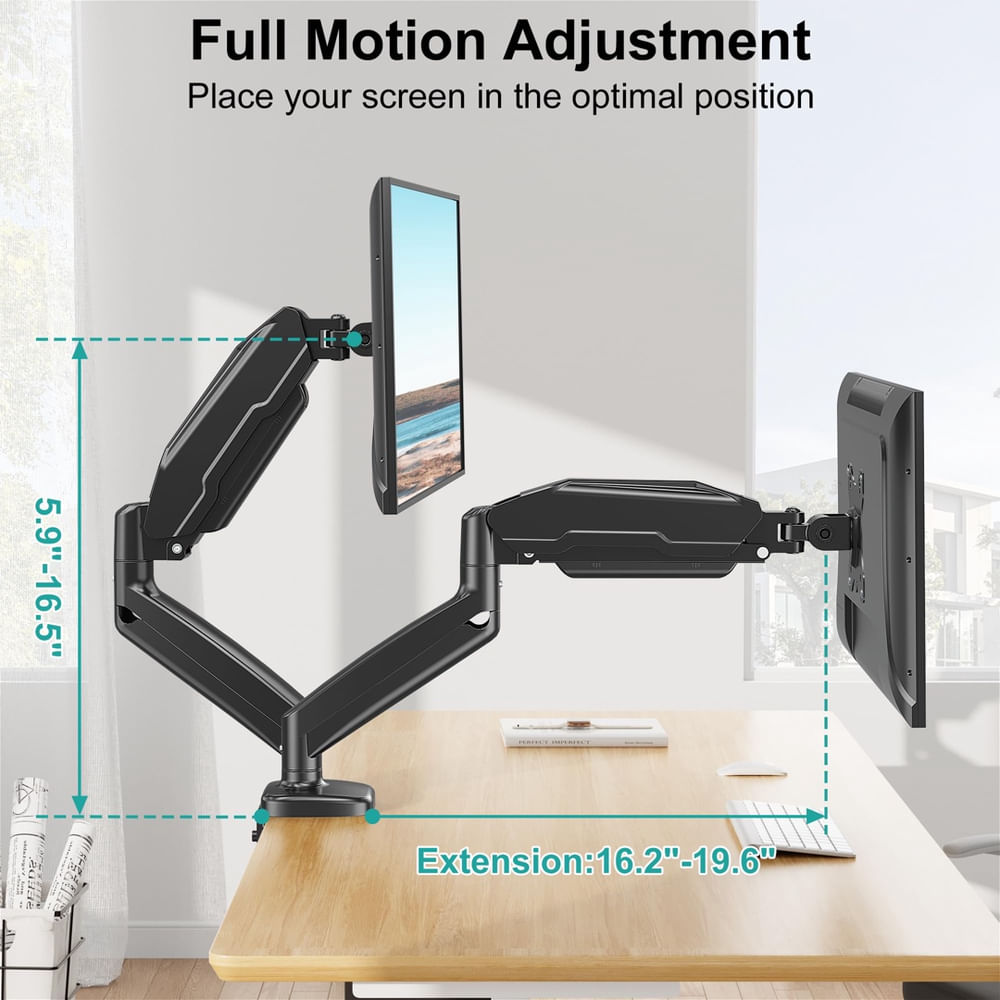 Braço articulado de mola a gás mount pro para montagem em mesa para ...