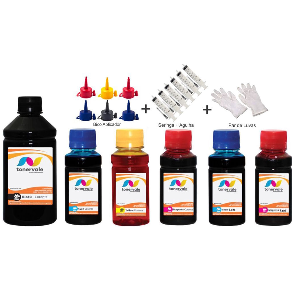 Kit 6 Tinta Para Epson L805 T673120 cmyk 250ml Black e 100ml Color ...