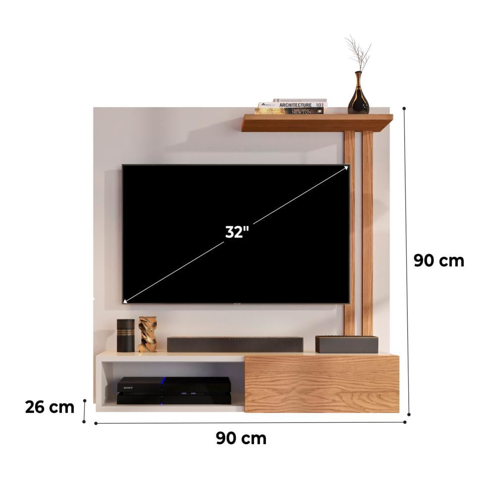 Painel Para TV 32 Polegadas Flow com Porta - Off White com Nature - rpm ...