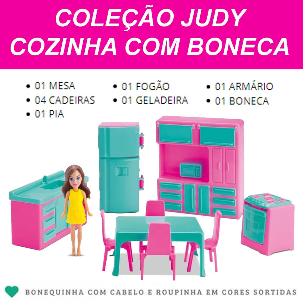 Coleção Judy Mini Cozinha com Boneca e Acessórios Samba Toys em ...