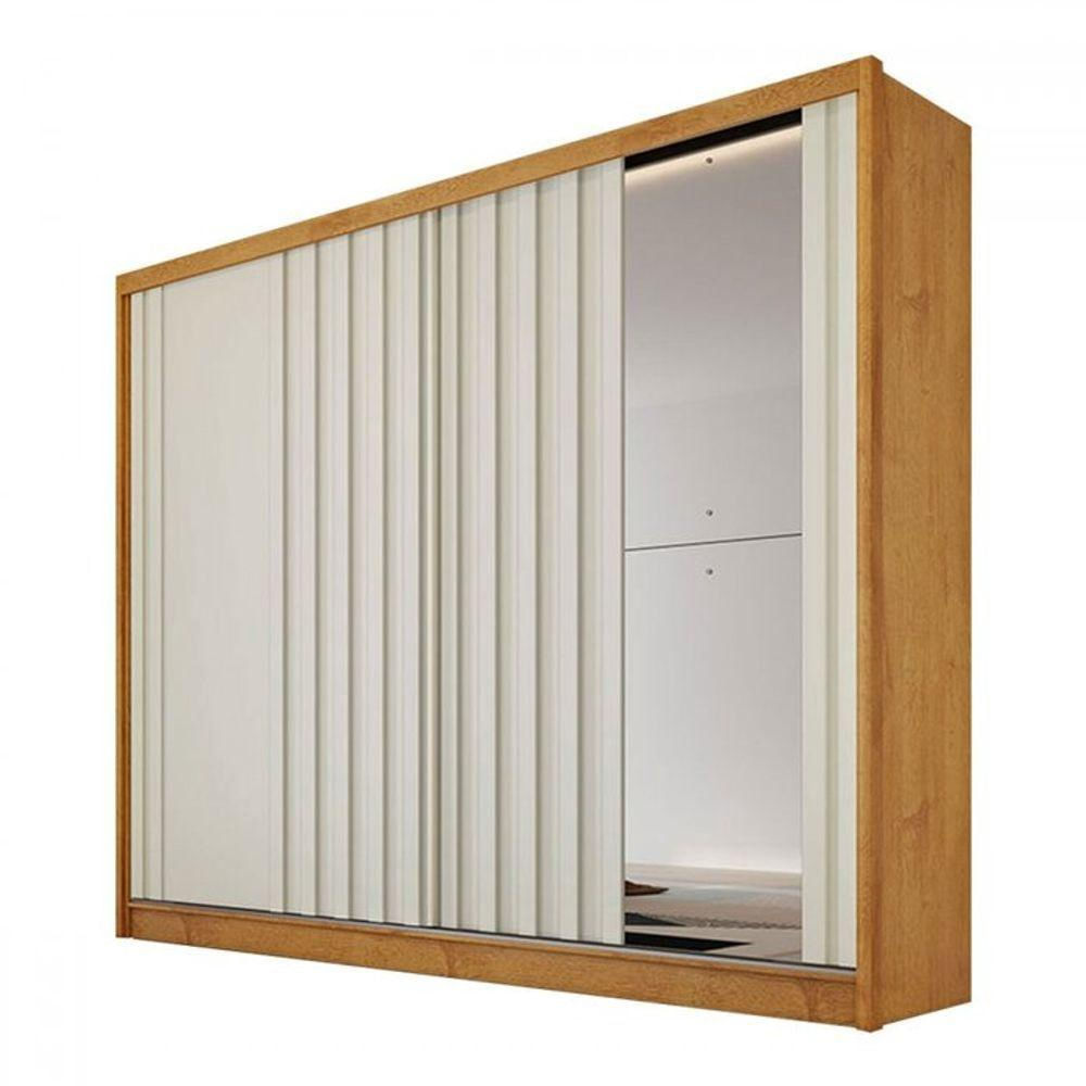 Guarda-roupa Solteiro Galati 2 Portas 4 Gavetas Com Espelho Ripado 100% ...