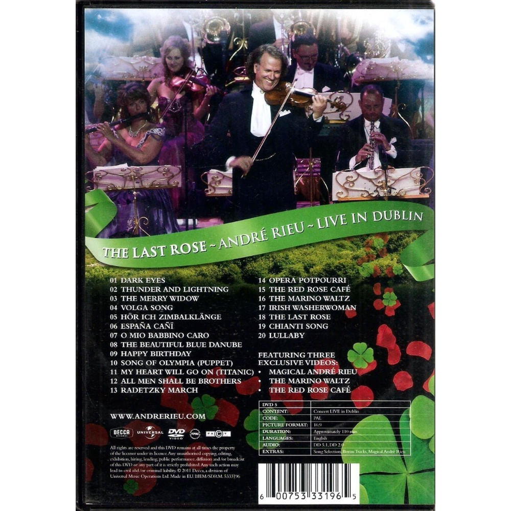 Dvd André Rieu - The Last Rose - Live In Dublin em Promoção | Ofertas ...