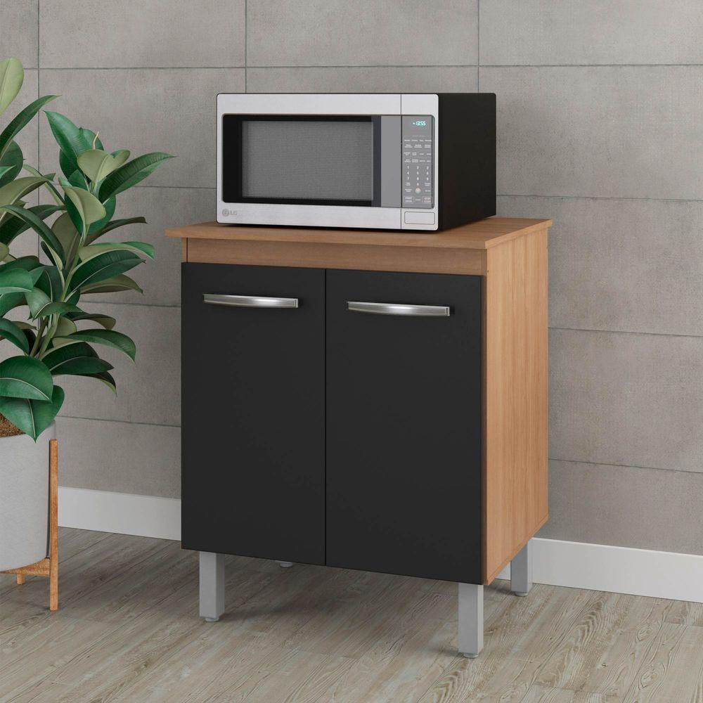 Balcão Multiuso Para Forno E Micro-ondas Serena Savana/preto - Moblis ...