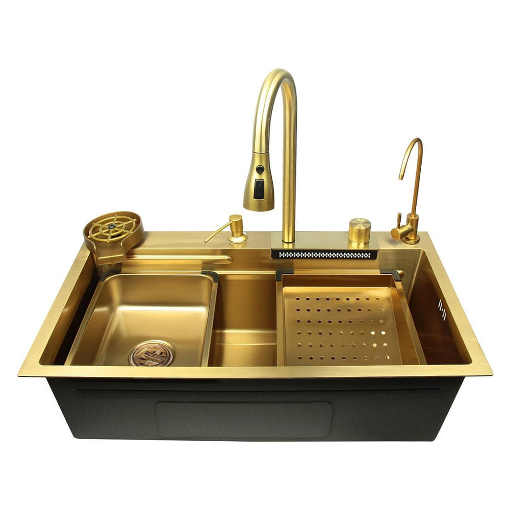 Cuba Inox Dourada Pia Cozinha Gourmet Luxo 75X46Cm em Promoção ...