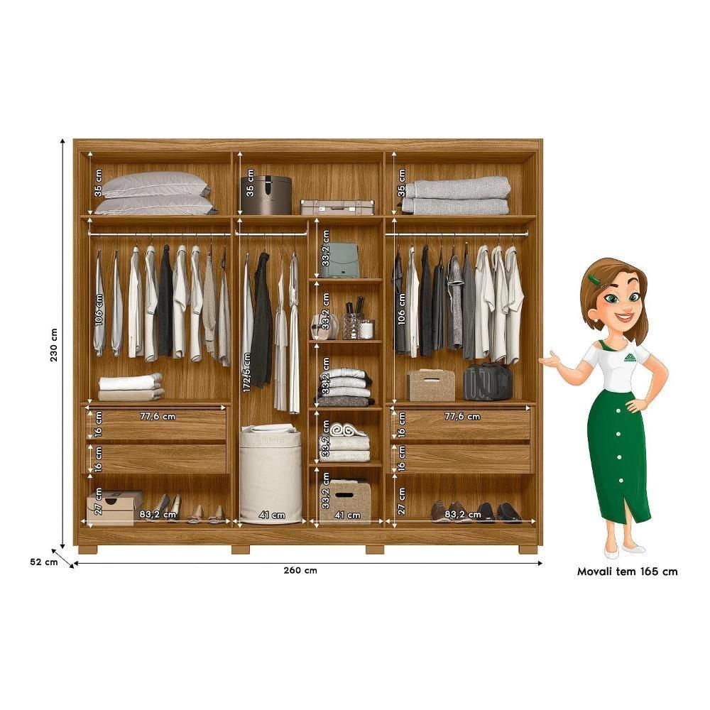 Guarda Roupa Casal Araguaia Ripado 6 Portas Freijó Off White Com ...