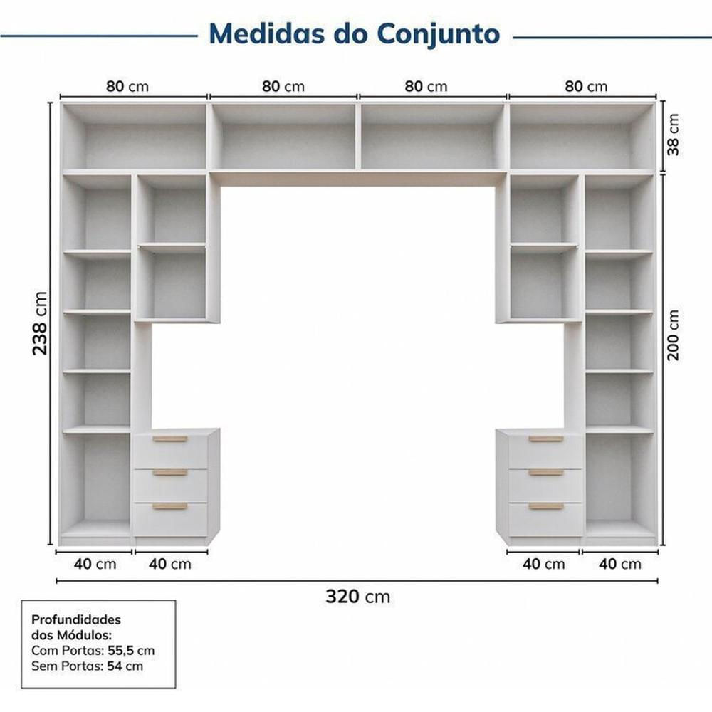 Guarda-Roupa Modulado 10 Peças 12 Portas 2 Mesas cabeceira Jade ...