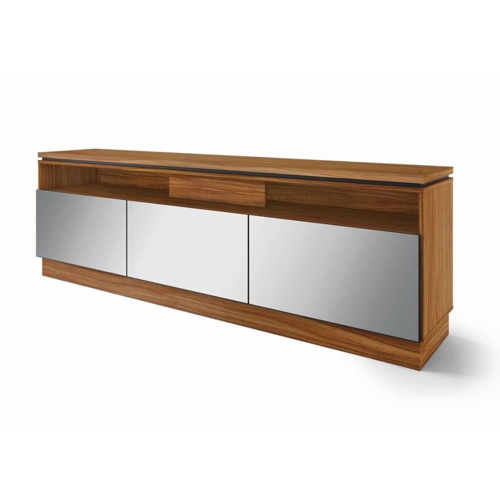 Rack Ubatuba com 3 Portas Basculantes Pistão A Gás e Espelhos Noce ...