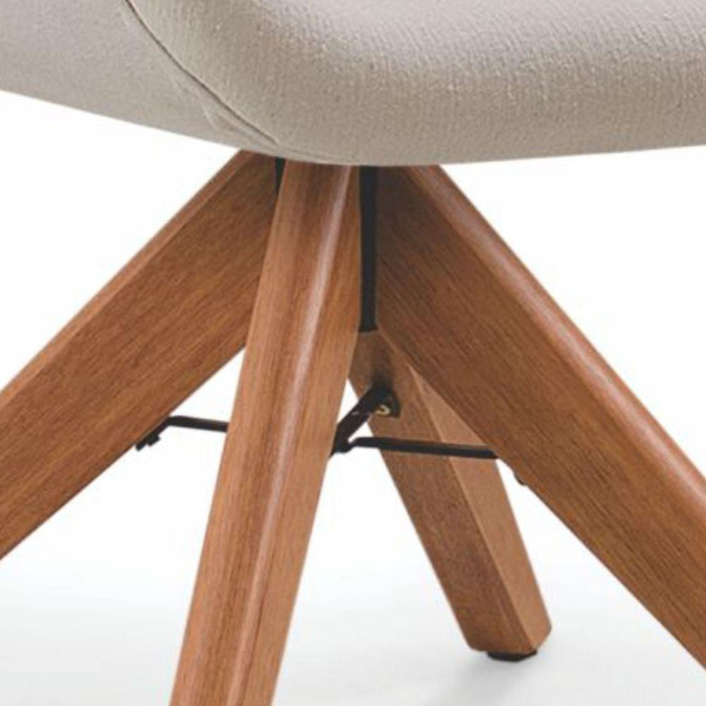 Poltrona Pandora - Base Em Madeira Giratória Cor Linho Cru em Promoção ...