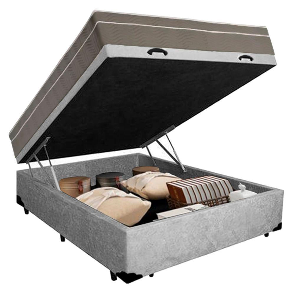 Cama Box Baú Casal Suede + Colchão Sereneprime Molas Ensacadas ...