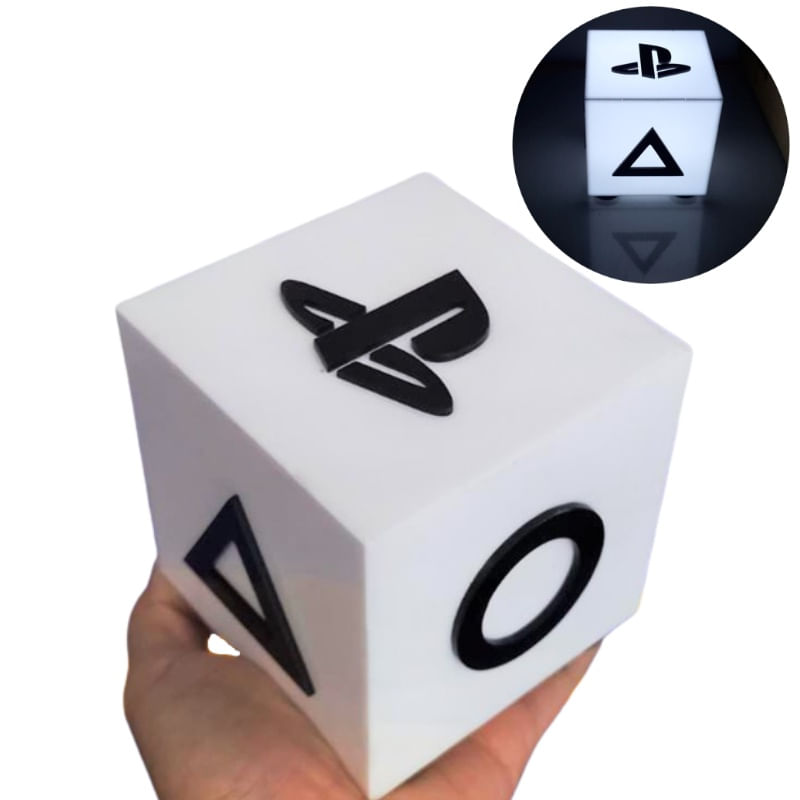 Luminária de Mesa Logo Playstation Branca Presente Gamer em Promoção ...