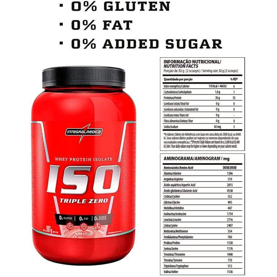 Iso Triple Zero Morango 900g Integralmedica em Promoção | Ofertas na ...