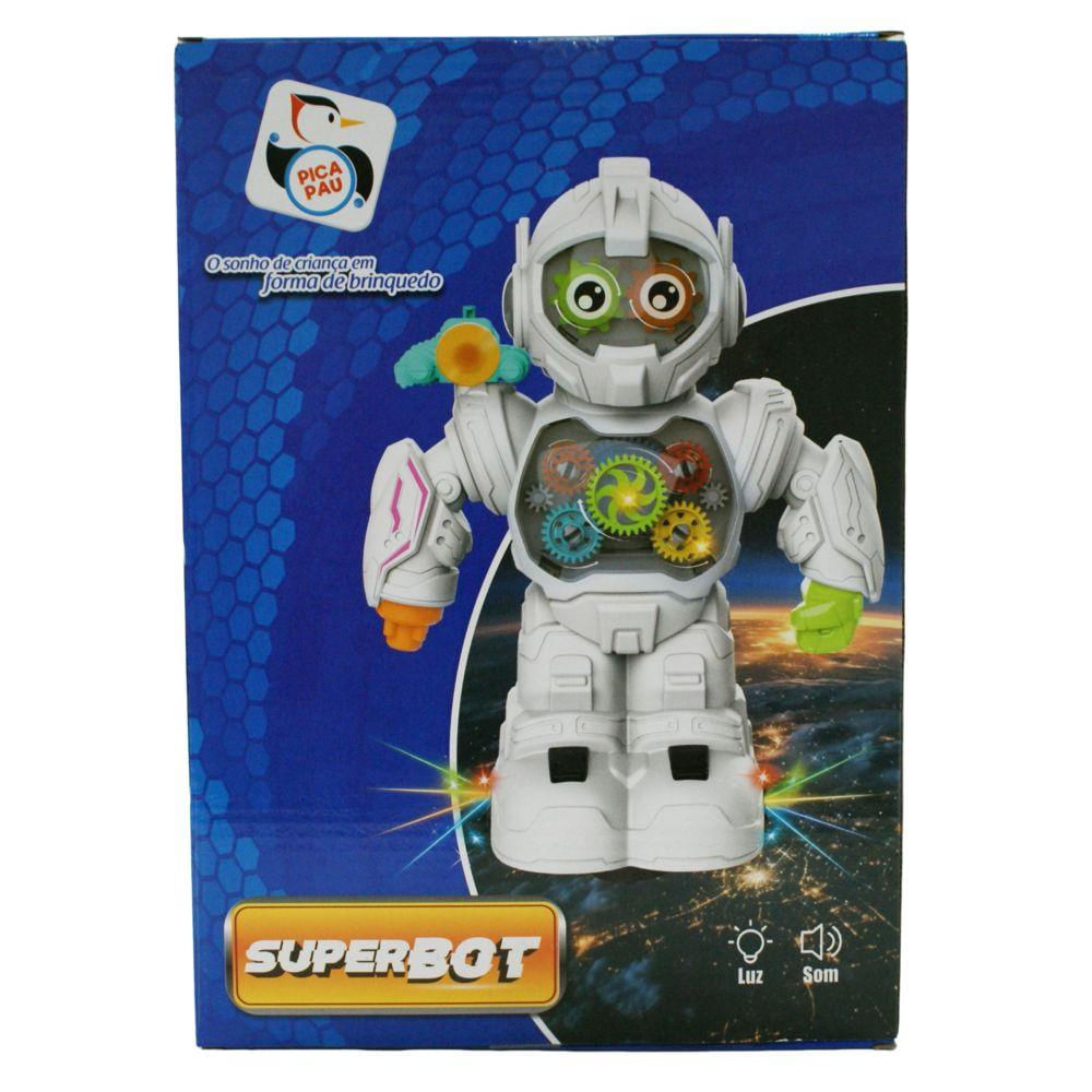 Robô Superbot Gear Lança Dardos com Som e Luz - Pica Pau em Promoção ...