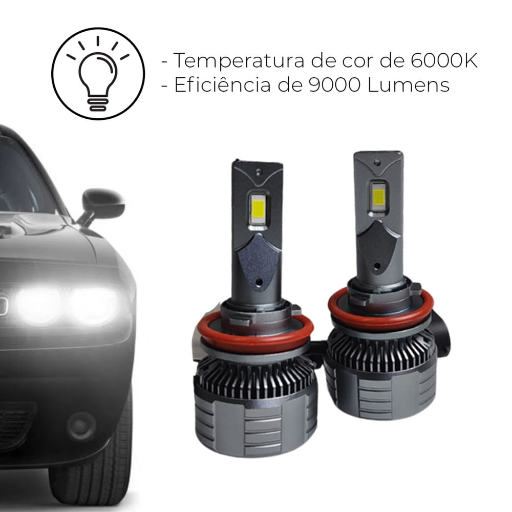 Lâmpadas H3/H4/H11 9000 Lumens Ultra Leds Cclot Diamond Jr8 12V A 24V ...