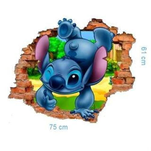 Adesivo De Parede Buraco Falso 3D Infantil Stitch em Promoção | Ofertas ...