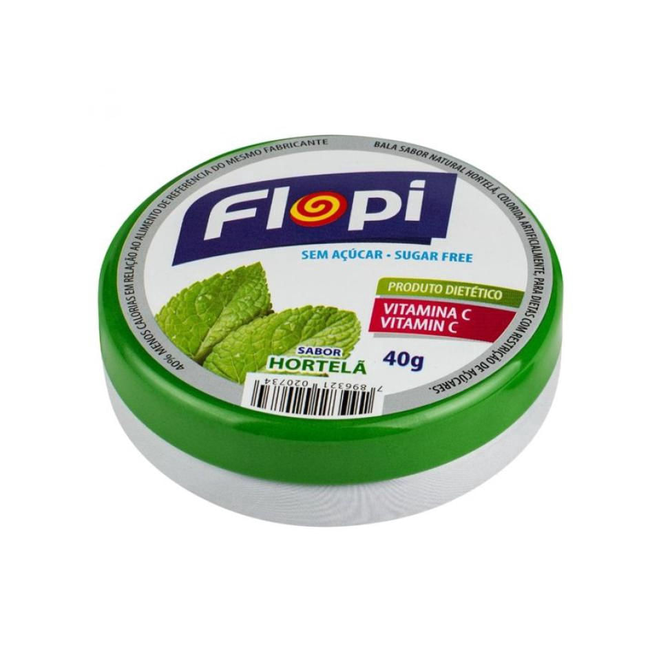Bala Sem Açúcar Flopi Hortelã/ Canela Lata C/12Un 480g em Promoção ...