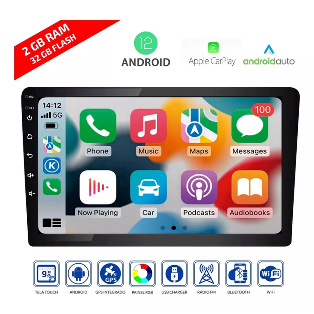 Kit Multimídia Citroen C3 2023 / 2025 9 Pol Android Carplay Gps 2/32GB ...