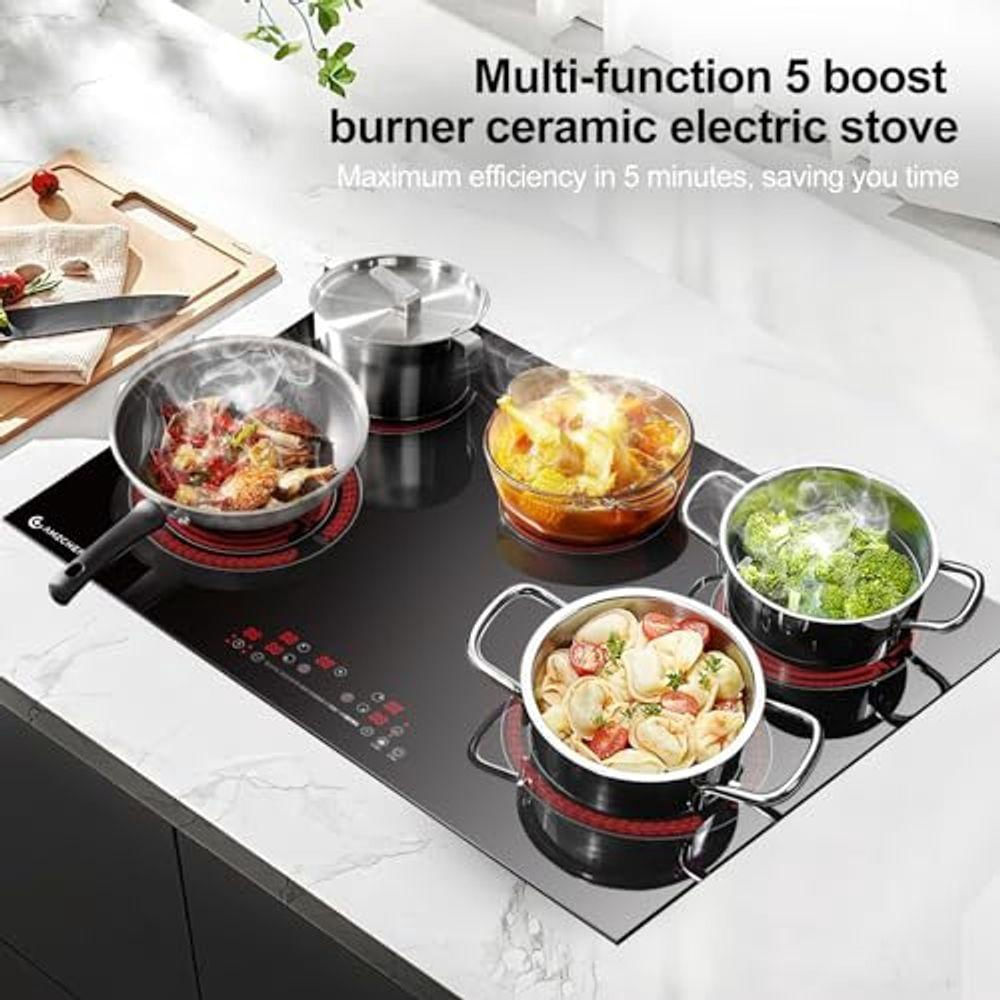 Cooktop Elétrico Amzchef 30 Embutido, 8400w, 5 Zonas E Controle Touch ...