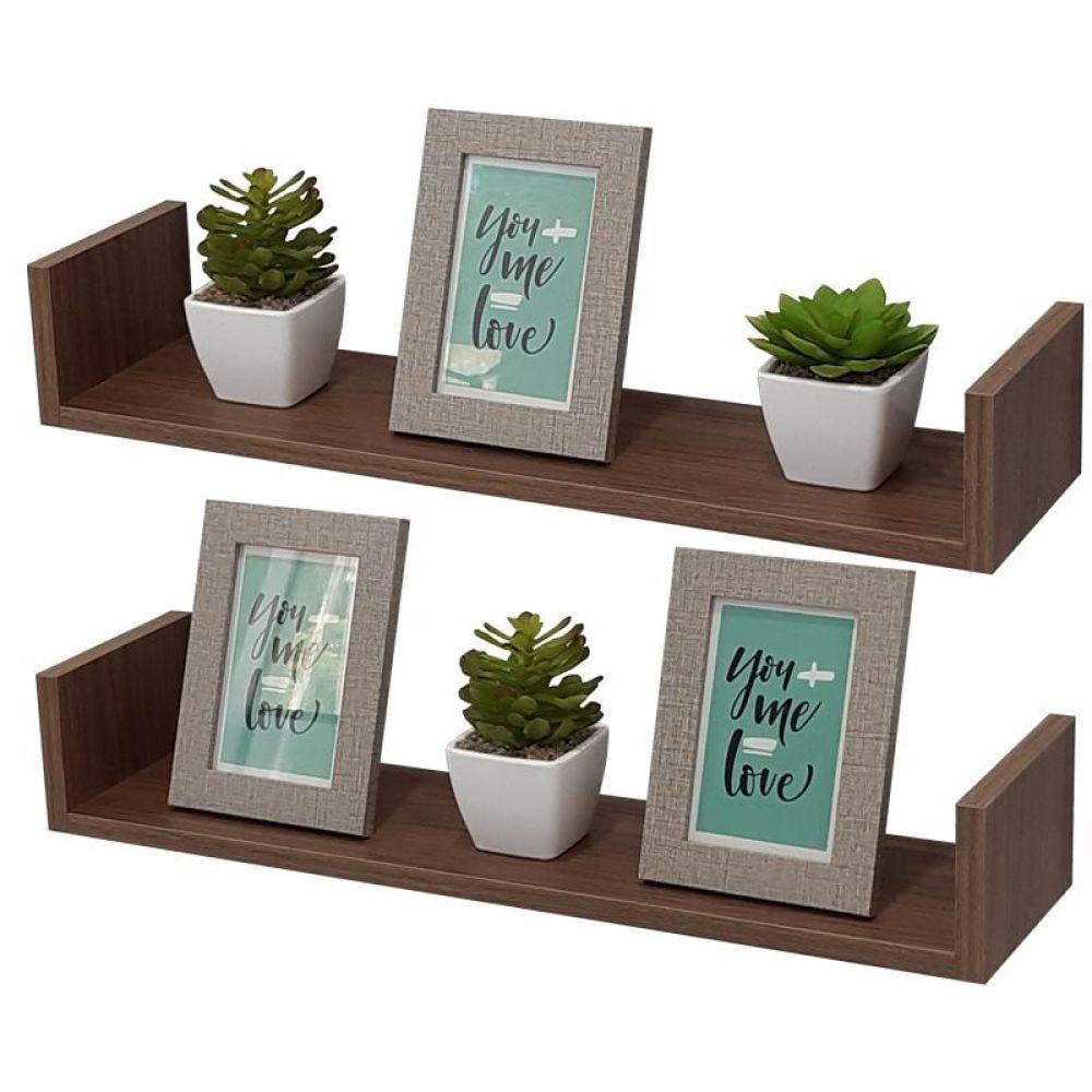 Kit 2 Prateleiras U 100 x 25cm Nogal Suporte Invisível em Promoção ...