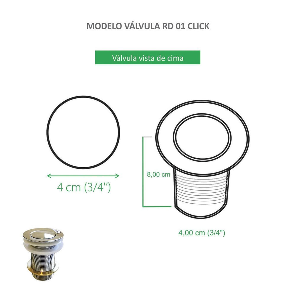 Válvula Click Cromado Para Cubas Rd 01 em Promoção | Ofertas na Americanas