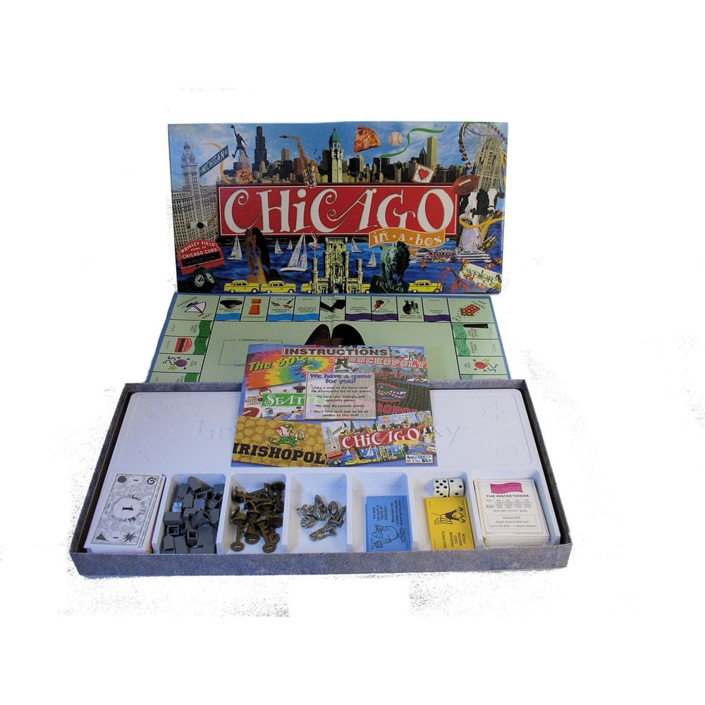 Jogo de tabuleiro Late for the Sky Chicago-Opoly para 2 a 6 jogadores ...