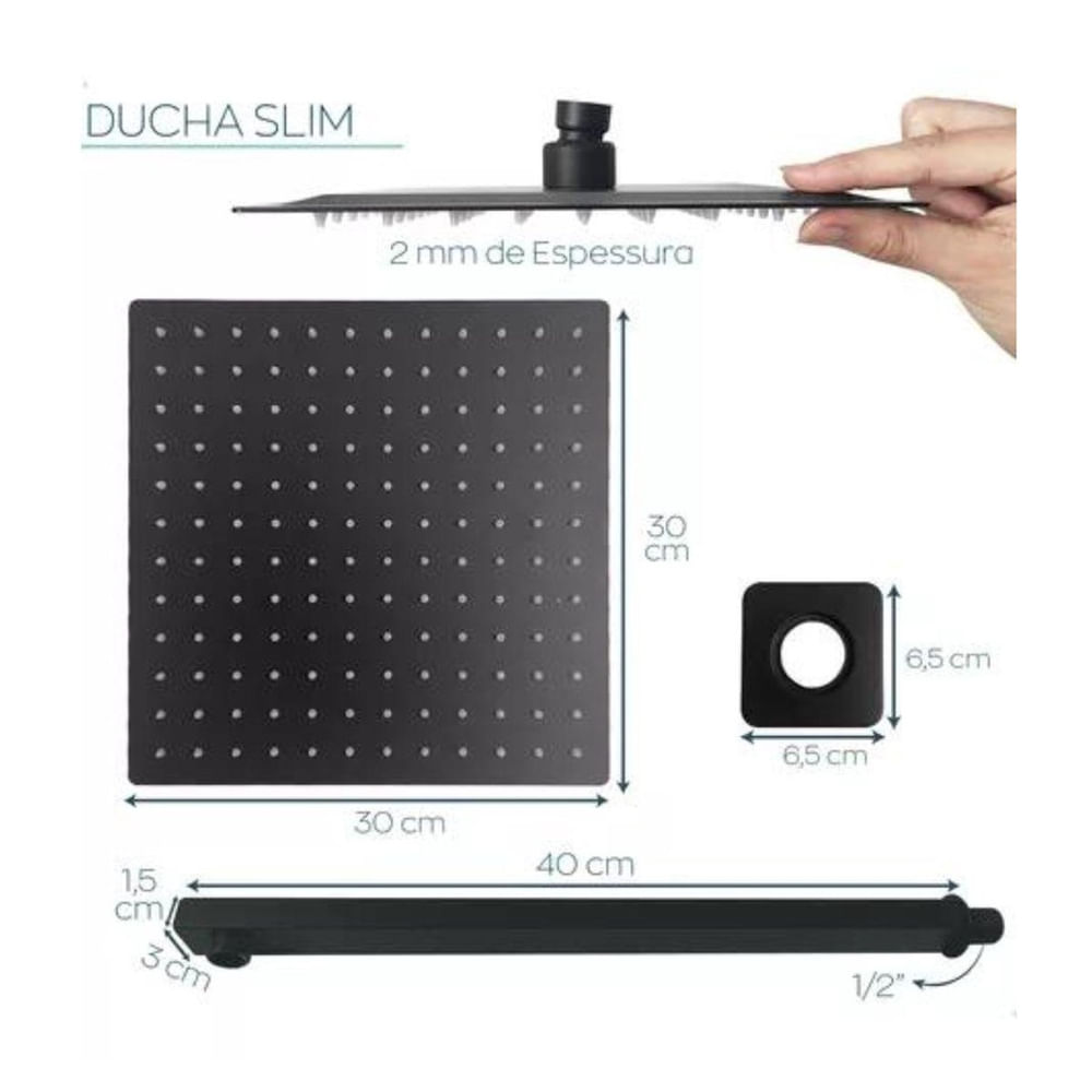 Ducha Chuveiro Grande Fosco 30x30 Quadrado - flvx em Promoção | Ofertas ...