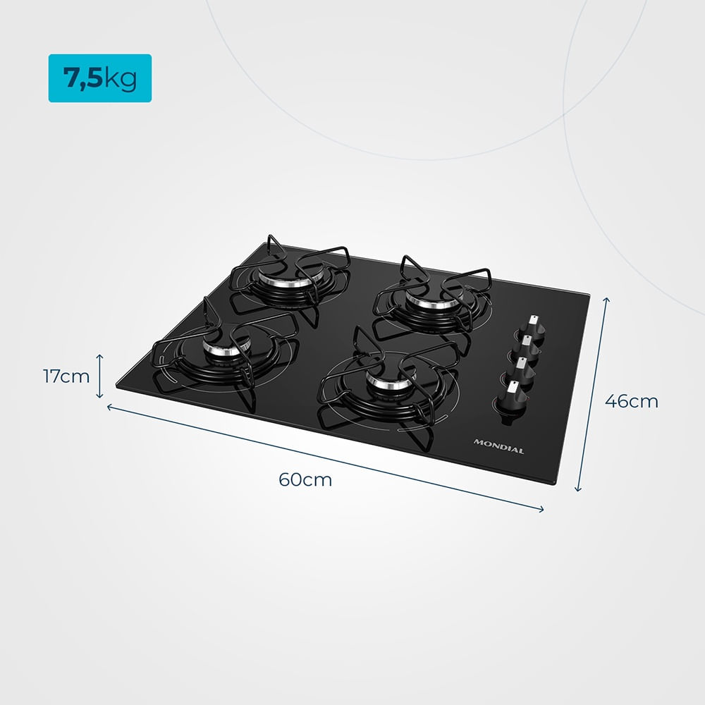 Cooktop Mondial 4 Bocas a Gás Preto/Inox CTG-01 - Bivolt em Promoção ...
