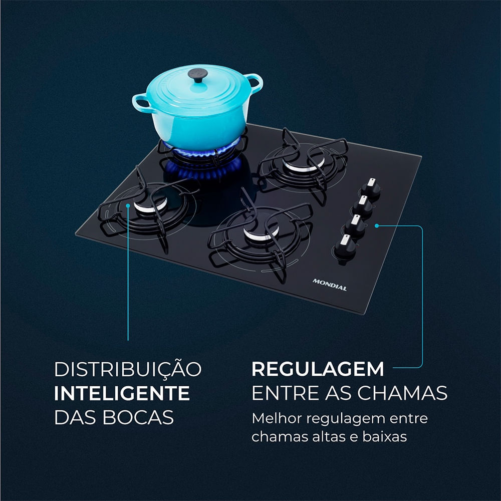 Cooktop Mondial 4 Bocas a Gás Preto/Inox CTG-01 - Bivolt em Promoção ...