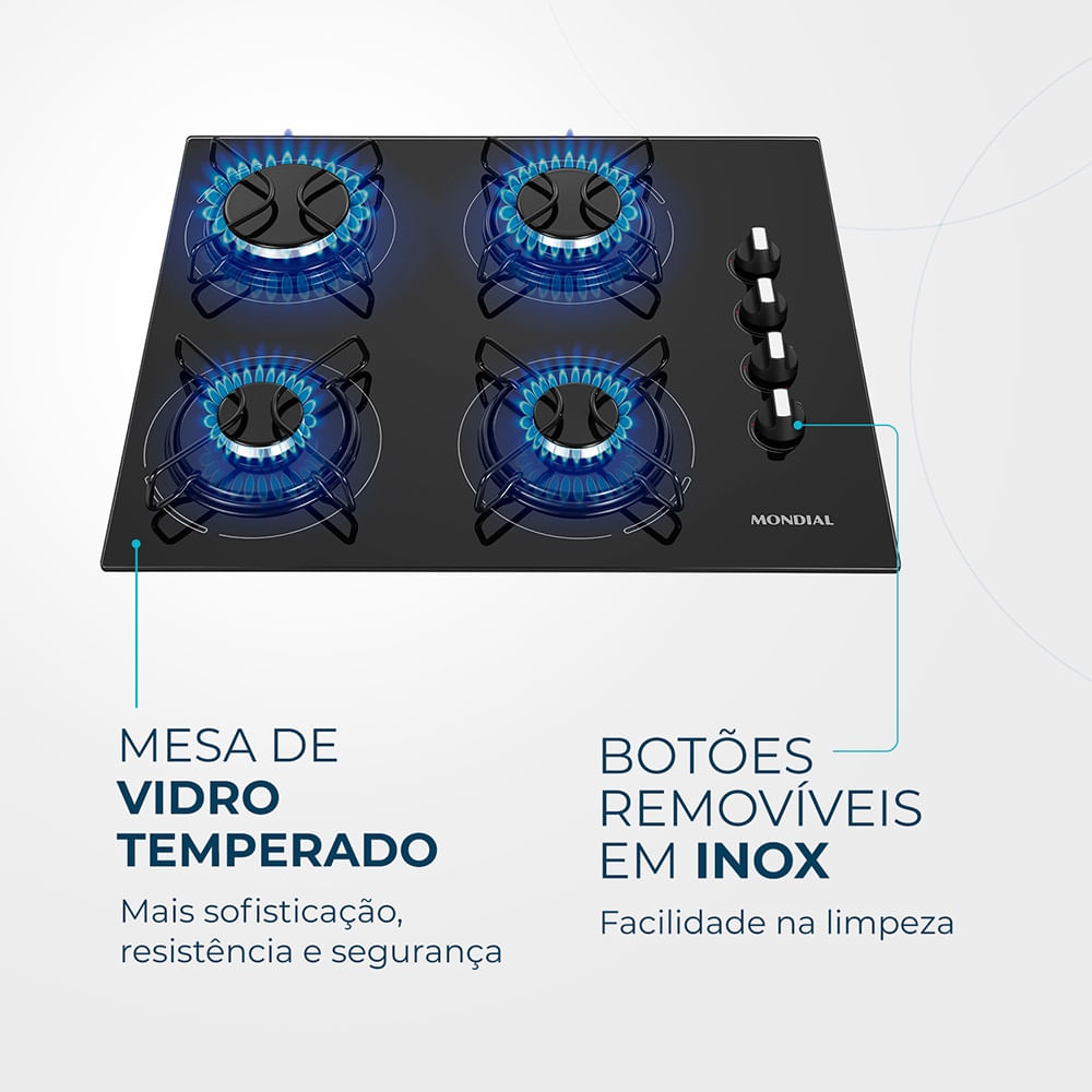 Cooktop Mondial 4 Bocas a Gás Preto/Inox CTG-01 - Bivolt em Promoção ...