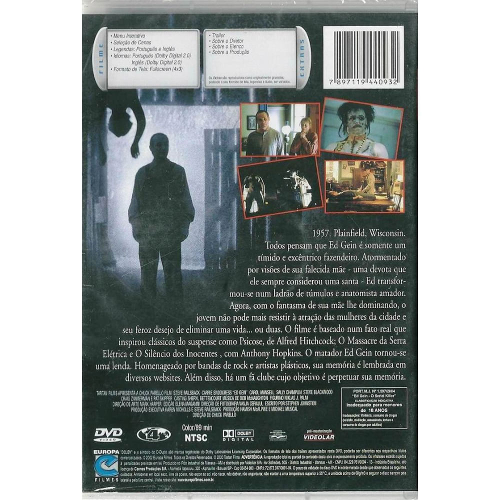 Dvd Ed Gein O Serial Killer - Steve Railsback em Promoção | Ofertas na ...