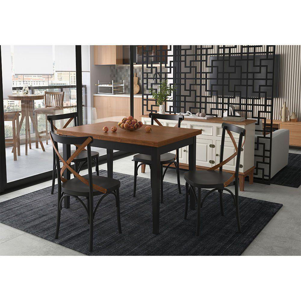 Mesa Colors Em Madeira Maciça Retangular 4 Lugares - 120 X 80cm Preto ...