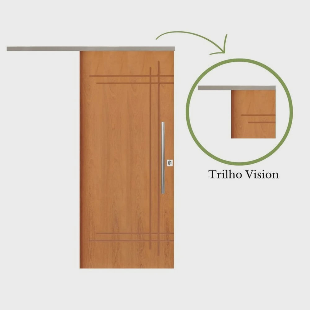 Porta de Correr Padrão Imbuia Belissima 9 Trilho Vision Puxador Tubolar 800 Mm 92 X 210 Esquerdo ...