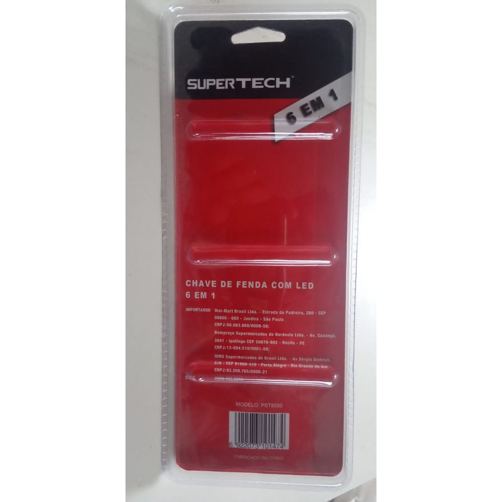 Chave Fenda / Philips c/ Pont. Bits 6 Em 1 c/ Led Supertech em Promoção ...