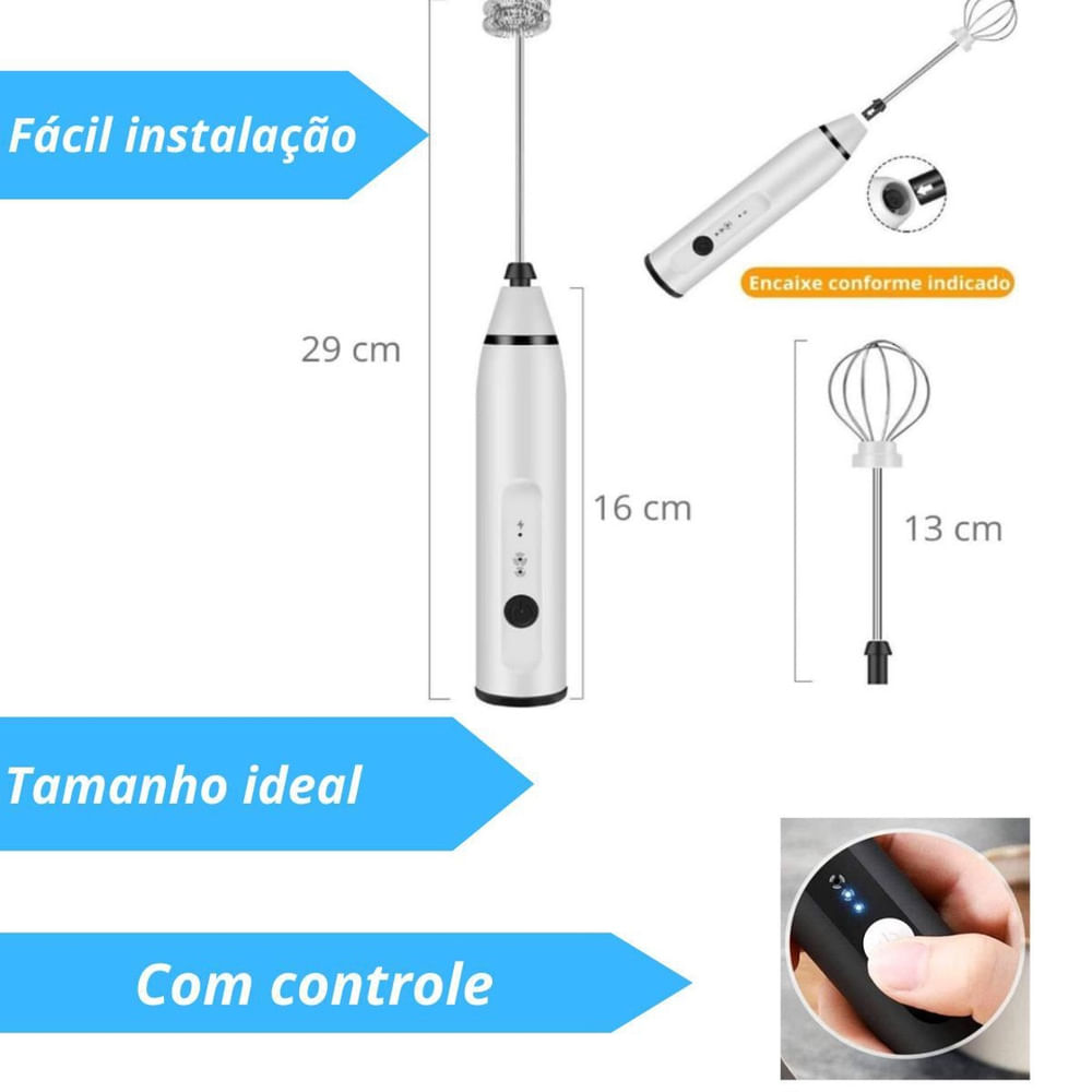 Mini Mixer Misturador Pro 2 Em 1 Eletrico Espuma Leite Cor em Promoção ...