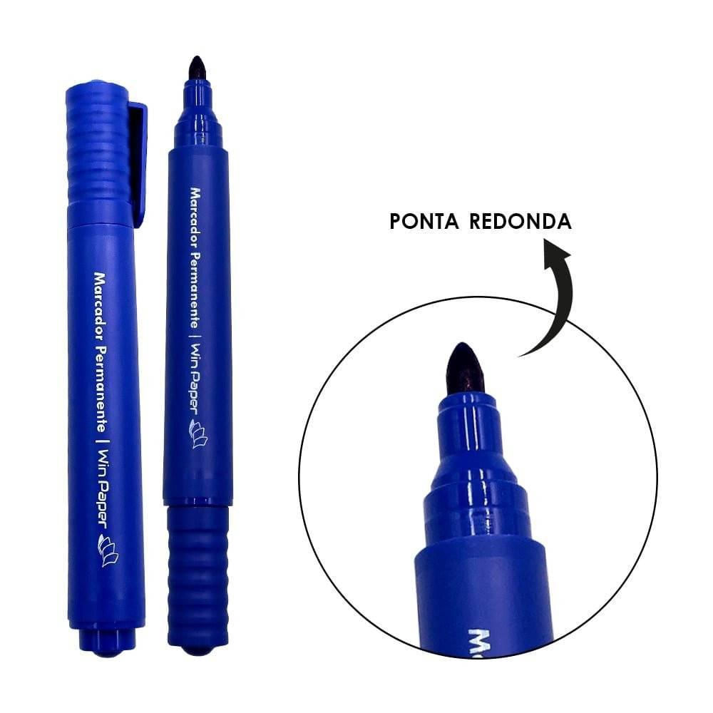 Kit Com 12 Canetas Azul Marcador Permanente Retroprojetor em Promoção ...