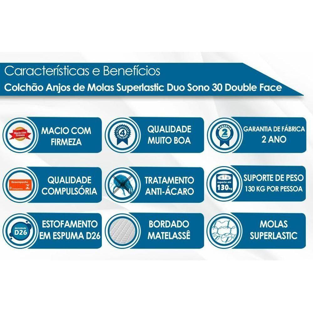 Cama Box Baú Casal: Colchão Molas Ensacadas Superlastic Duo Sono + base ...