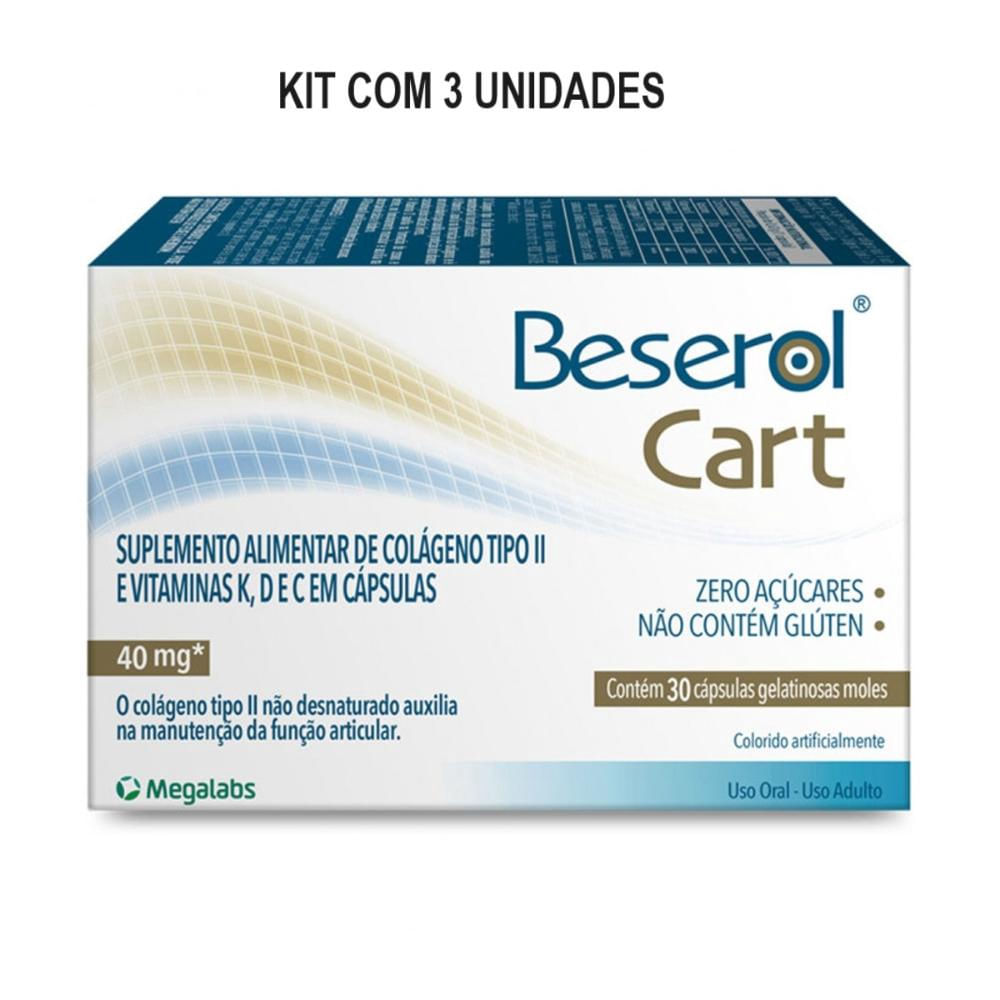 Kit Beserol Cart Com 3 Unidades De 30 Cápsulas Gelatinosas Moles Cada ...