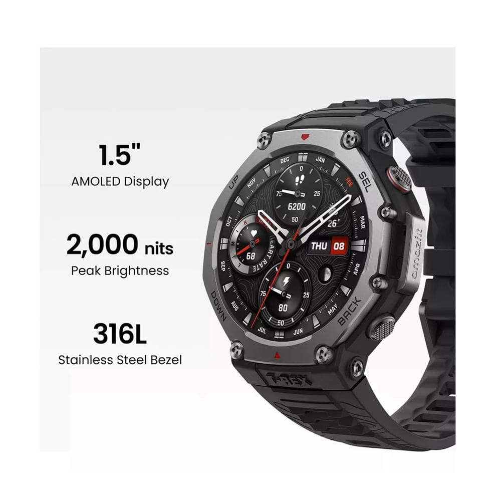 Relógio Smartwatch Amazfit t-rex 3 Ônix Gps Integrado, Tela Amoled 48 ...