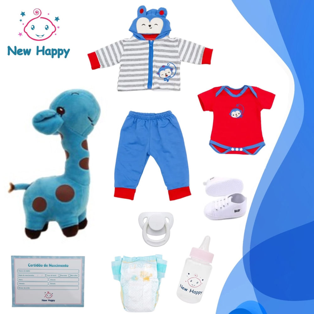 Bebê Reborn Menino 100% Silicone Pode dar Banho New Happy em Promoção ...