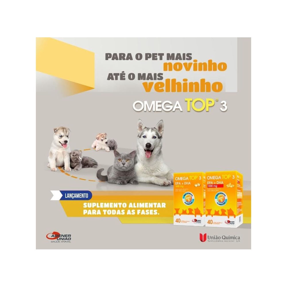 Kit 3 Omega Top 500 Suplemento Alimentar com 40 Cápsulas em Promoção ...