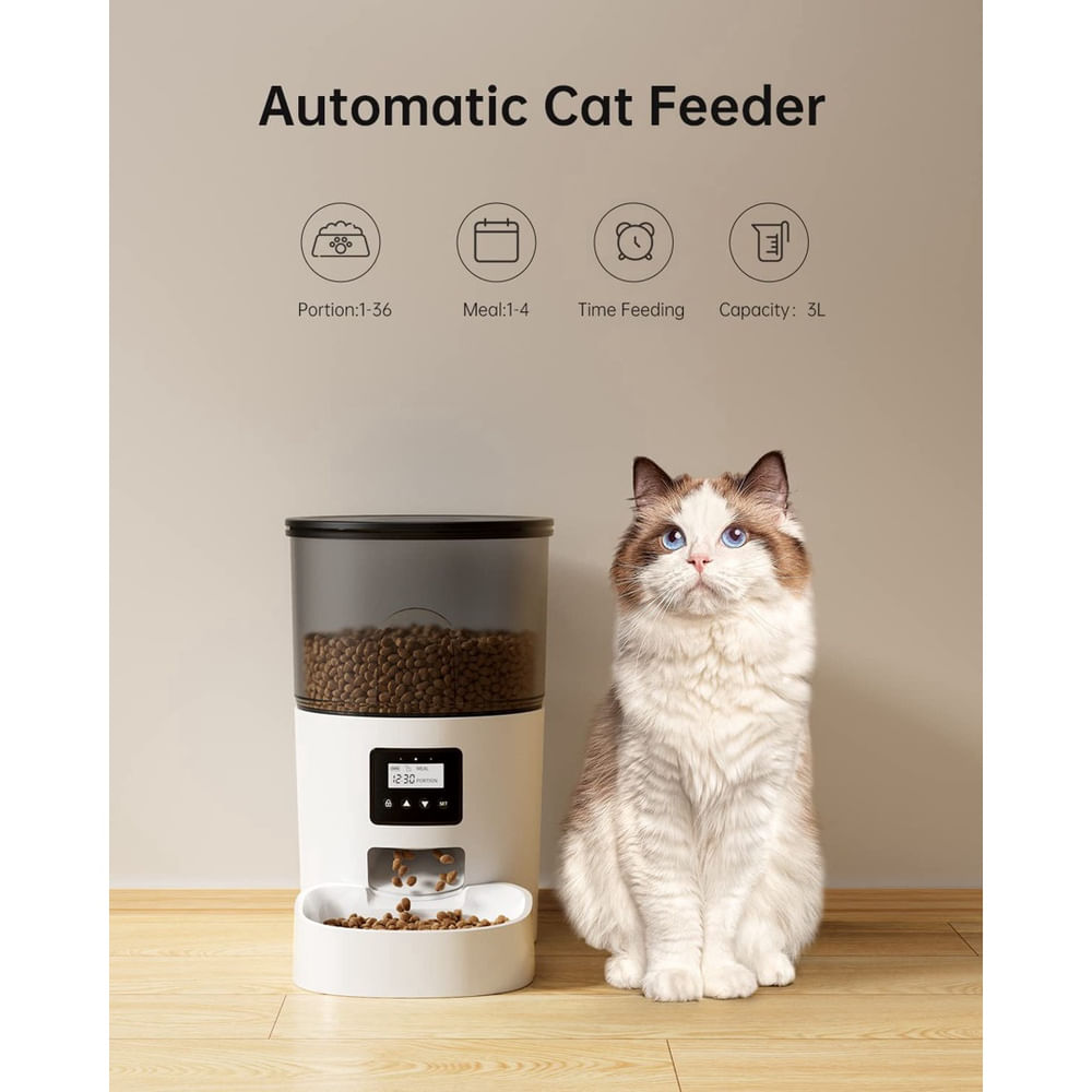 Alimentador automático para gatos imipaw 3L Timed Cat Sec Food ...