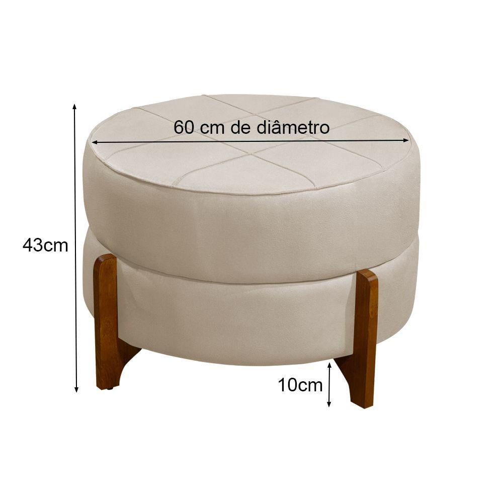 Kit 2 Puffs Jade Pés De Madeira Maciça Suede Bege - Cor: Bege em ...